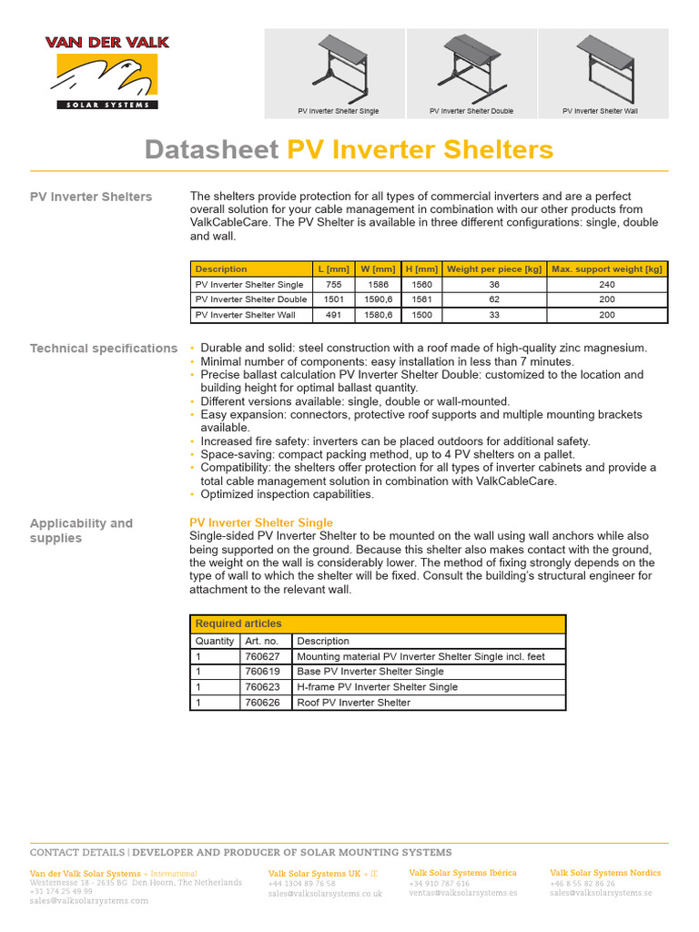 en-datasheet-pv-inverter-shelter | PDF | Roof | Manufactured Goods