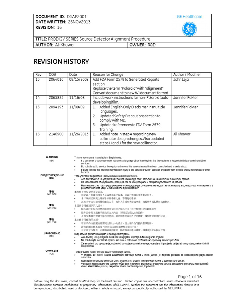 Source Detector alignment Prodigy | PDF