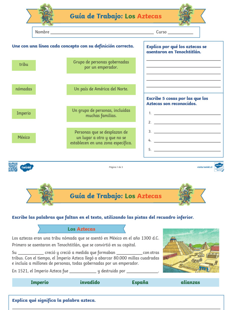 Guia de Trabajo Los Aztecas - Ver - 3 | PDF | México