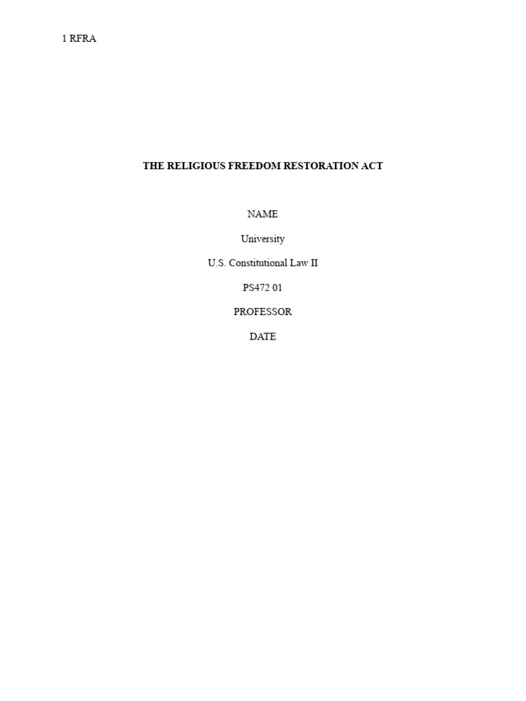 RFRA | PDF | Free Exercise Clause | First Amendment To The United ...