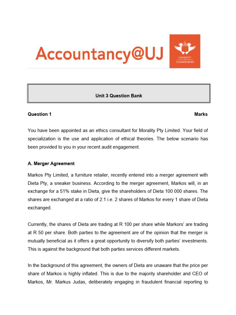 Unit 3 Question Bank | PDF | Corporate Social Responsibility | Mergers And Acquisitions