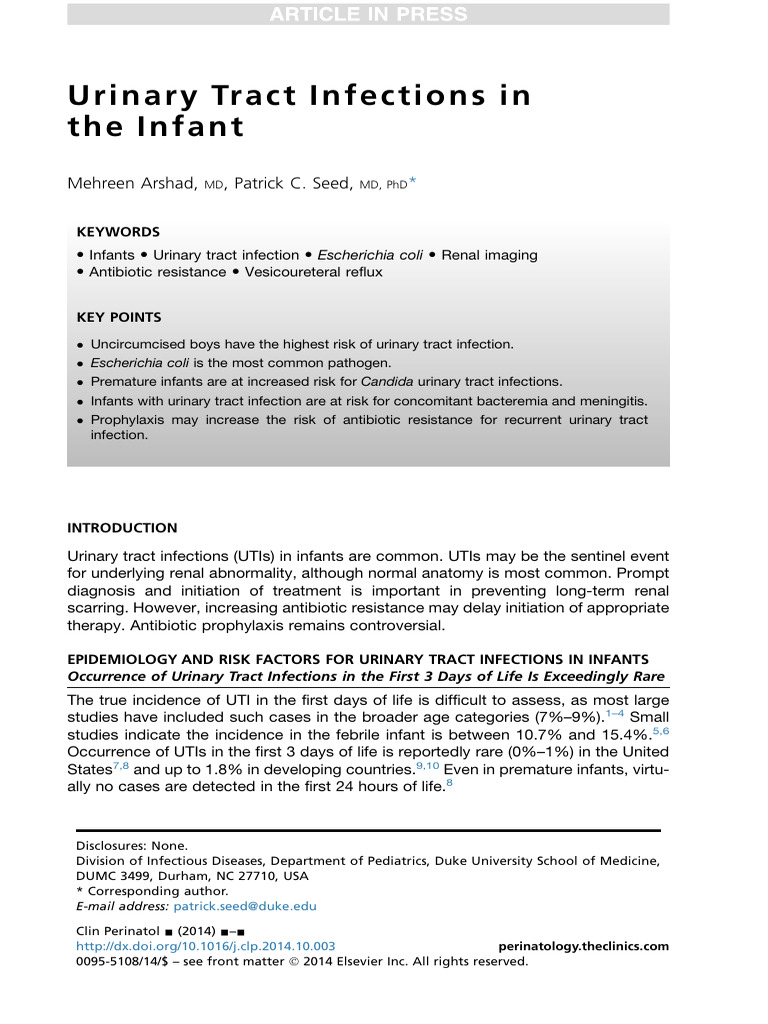 Arshad. Urinary Tract Infections in The Infant 2015 | PDF | Urinary ...