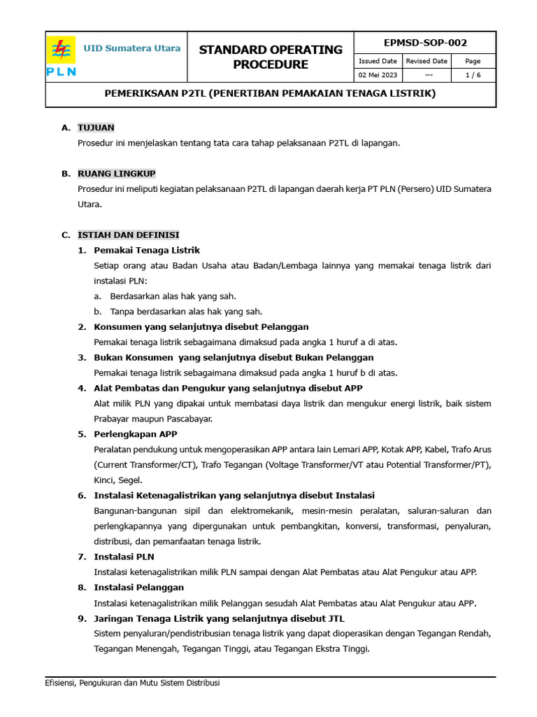 Sop p2tl 002 Pelaksanaan p2tl | PDF