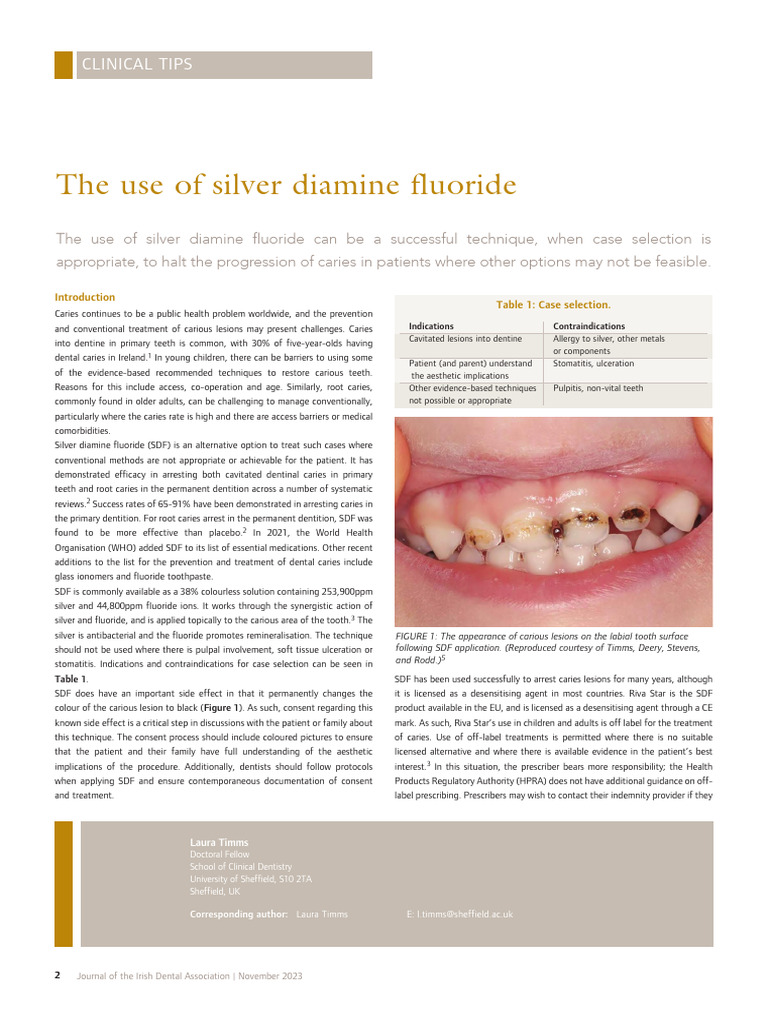 SDF Use | PDF | Dentistry | Health Sciences