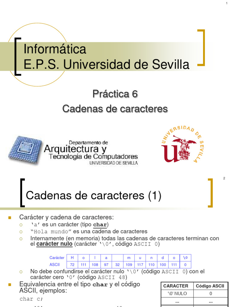 06 Cadenas-Caracteres | PDF | Ascii | Cadena (informática)