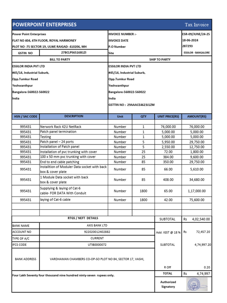 Invoice No 9 | PDF | Invoice