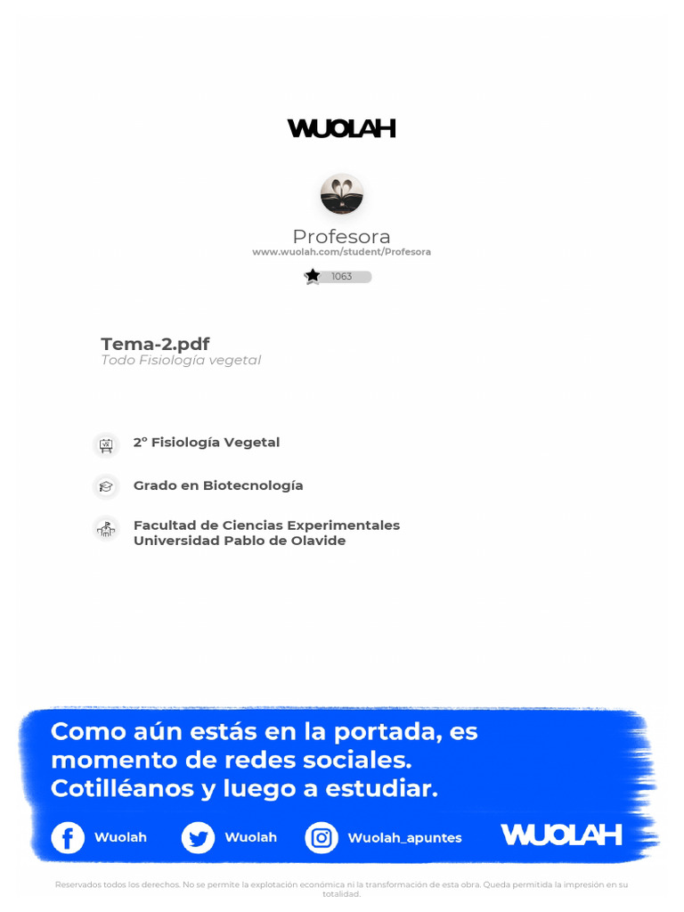 Wuolah Free Tema 2 | PDF | Agua | Botánica
