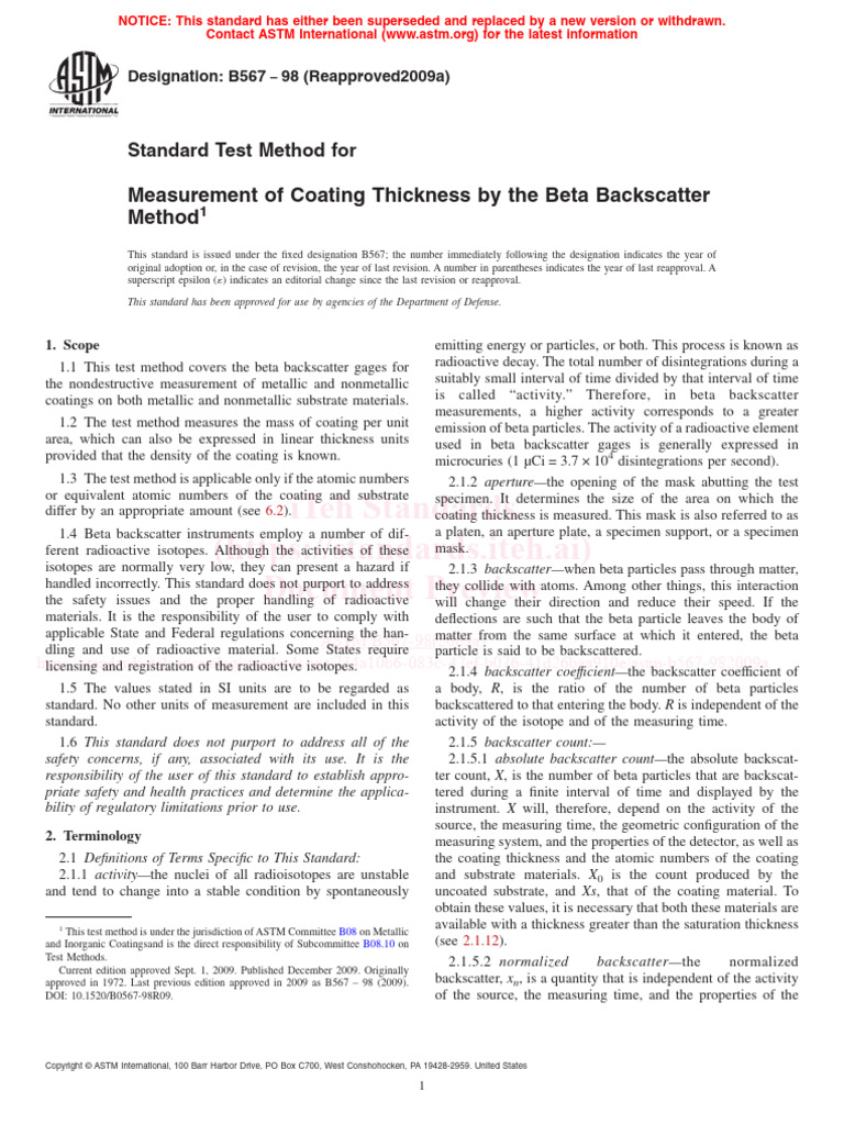 Astm B567 | Download Free PDF | Radioactive Decay | Calibration