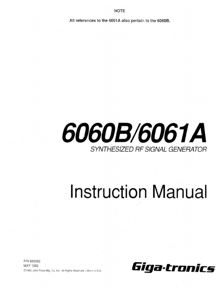 Fluke 6061A Operator Manual-6061A BASE MANUAL | PDF
