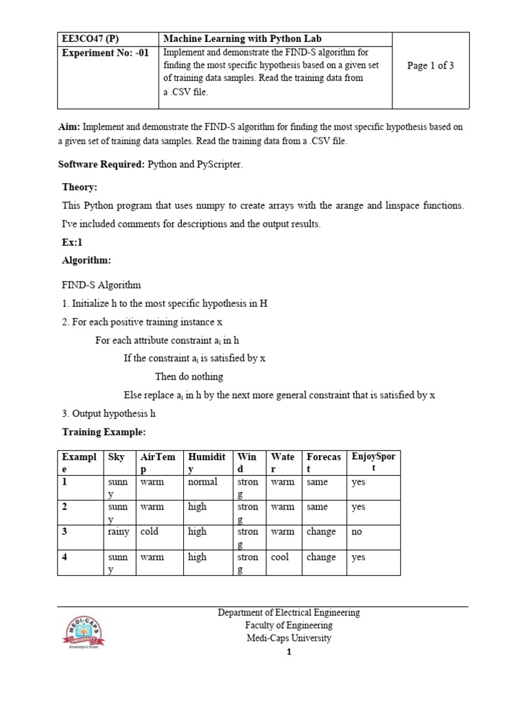 ML Experiment-1 | PDF | Machine Learning | Artificial Intelligence