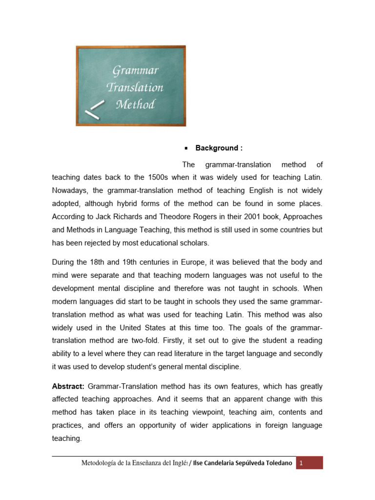 Grammar translation method | PDF | Cognitive Science | Language Acquisition