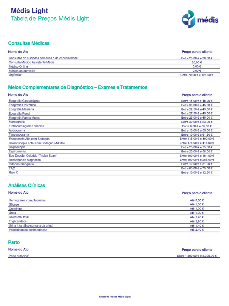 tabela-de-precos-rede-medis-light | Download grátis PDF | Dente humano ...