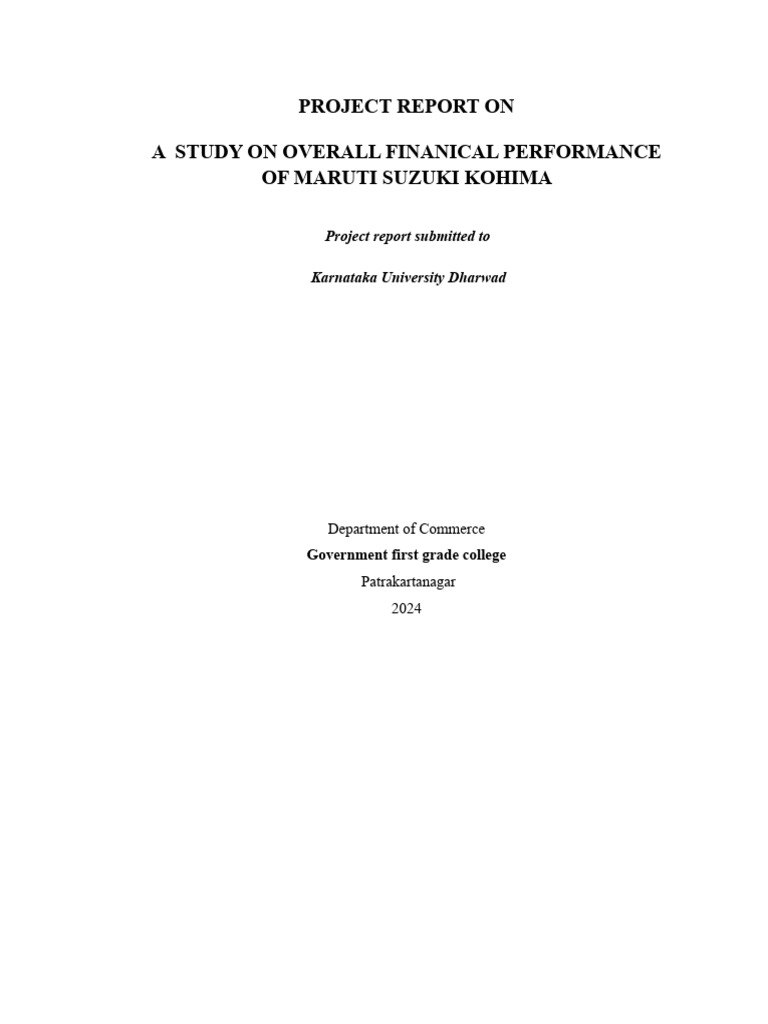 DHARMENDRA B.com A Study On Overall Performance of Maruti Suzuki Kohima | PDF | Motor Vehicle | Car