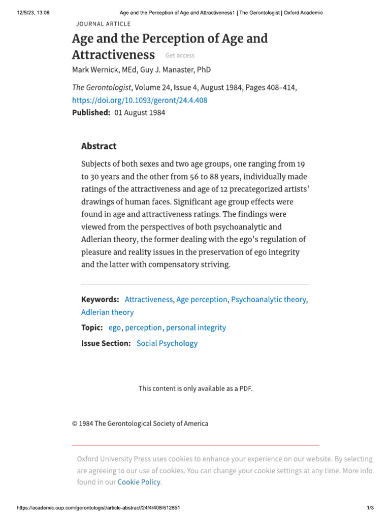 003- Age and and the perception of age and Attractiveness | PDF