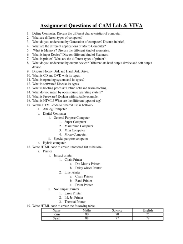 Cam Lab Assignment Questions | PDF | Printer (Computing) | Microsoft Word