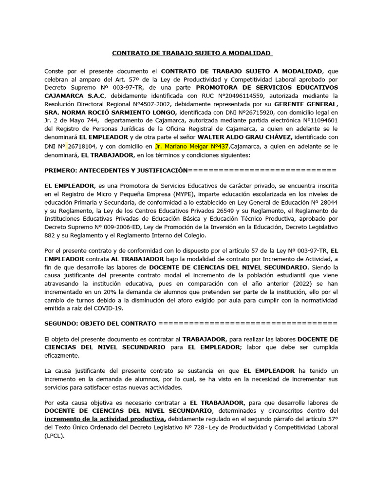 CM Walter Aldo Grau Chavez | PDF | Derecho laboral | Pensión