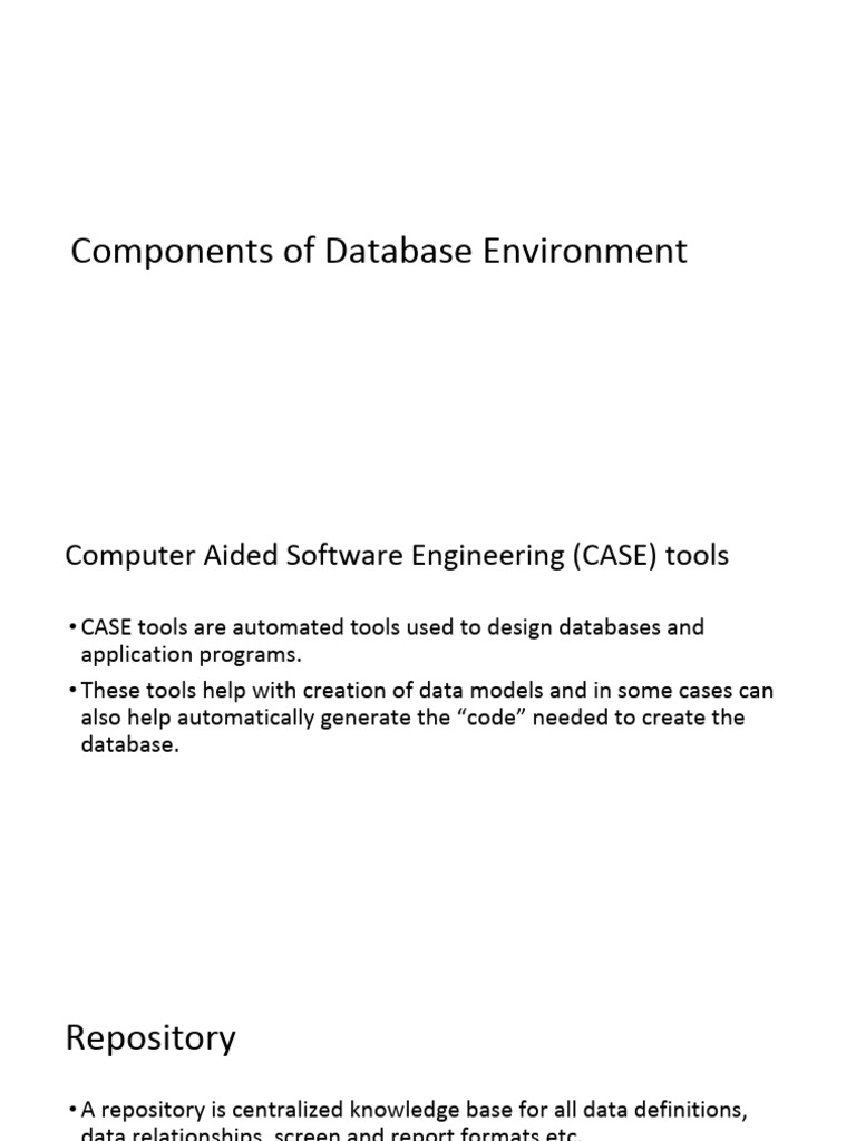 Components of Database Environment | PDF Components of Database Environment | PDF