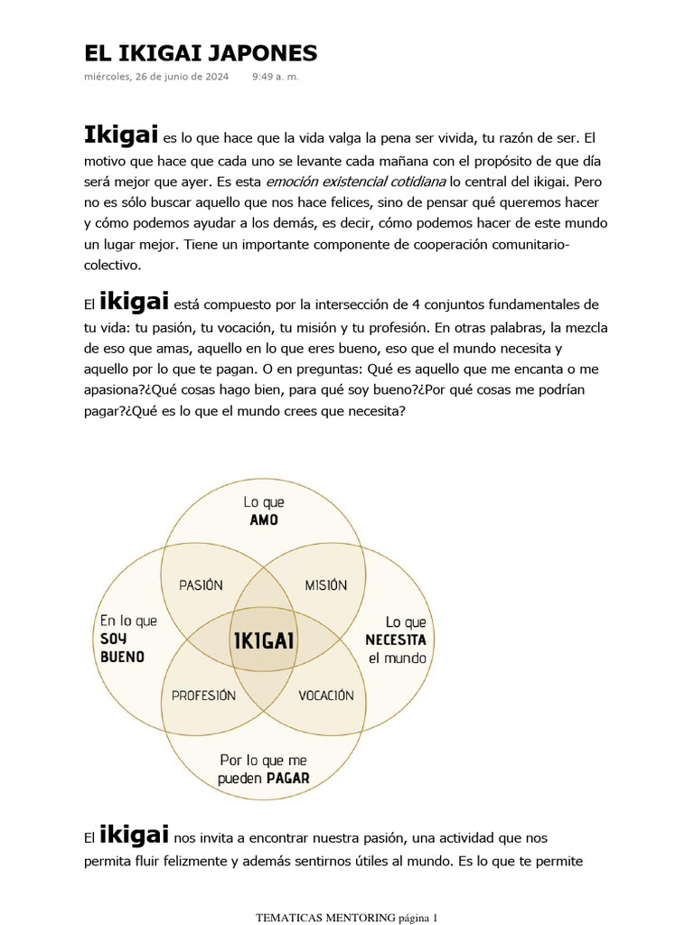 El Ikigai Japones | PDF