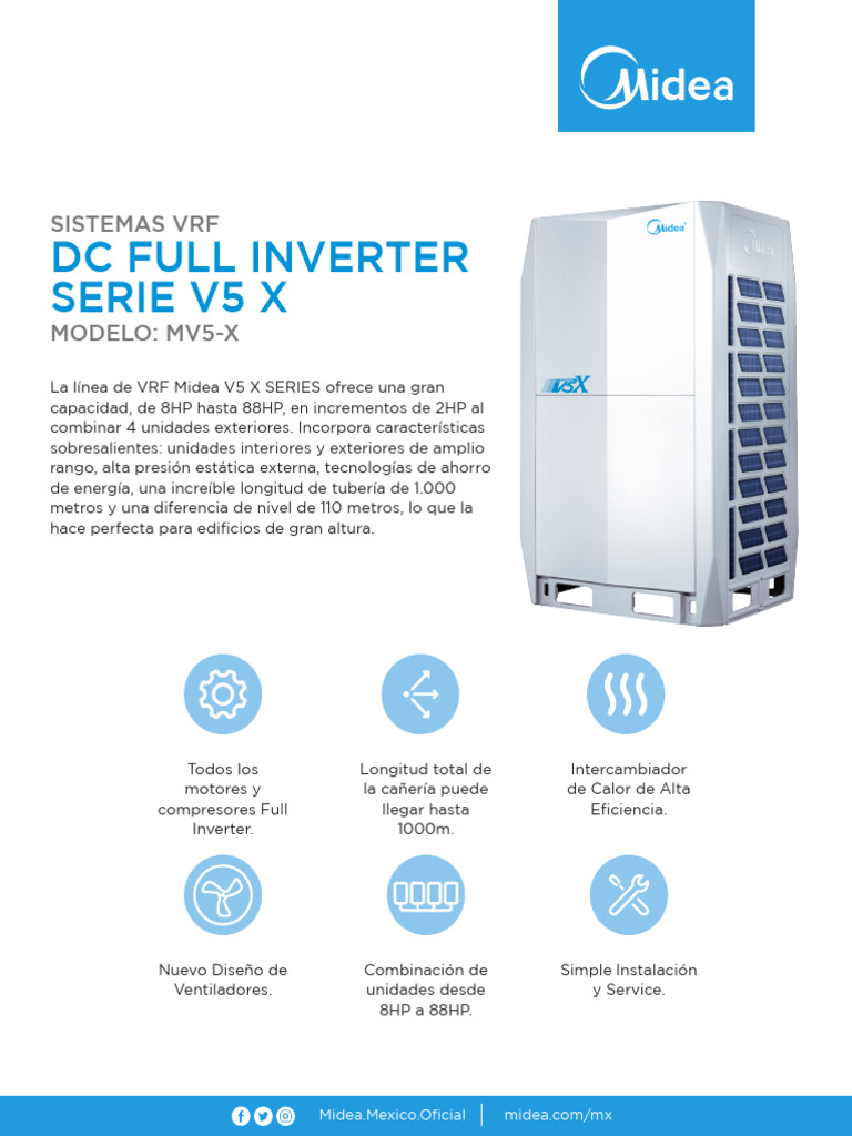 Vrf Midea V5 X Especificaciones Y Ventajas Pdf Electrodoméstico