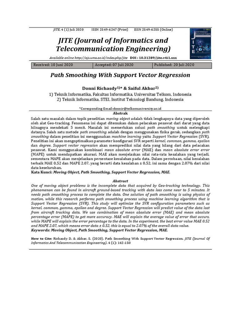 Path Smoothing With Support Vector Regression | PDF