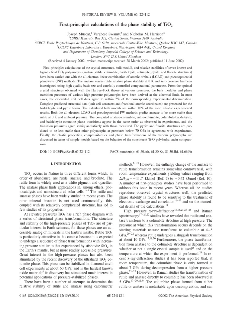 Bulk Ti O2 | PDF | Titanium Dioxide | Density Functional Theory