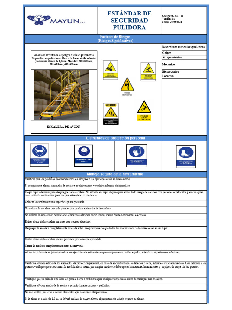 Estandar de Seguridad Escalera Tipo Avion | PDF | Escalera