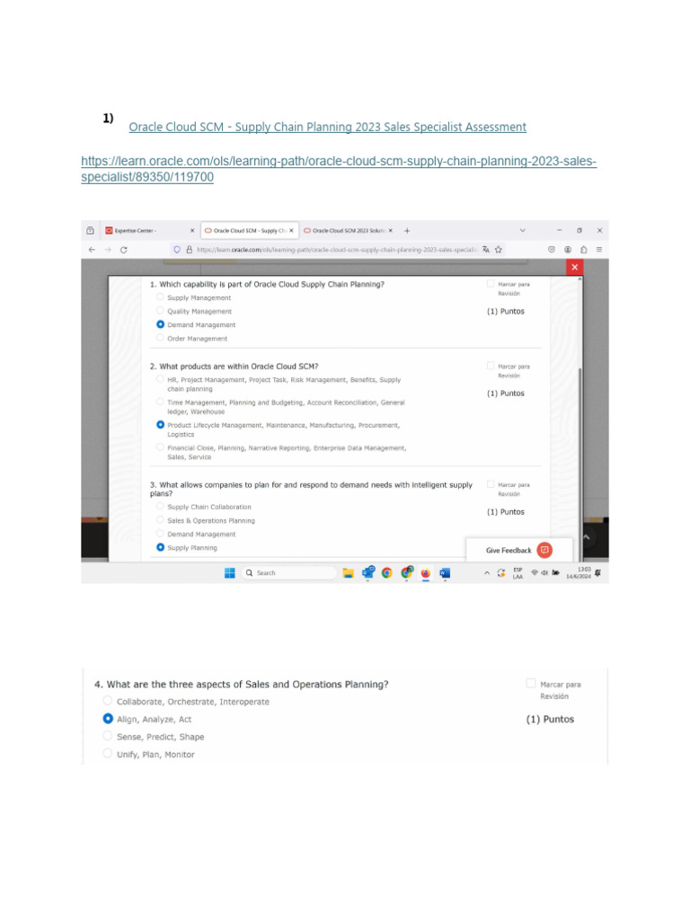 Oracle Cloud SCM Assessment Answers | PDF