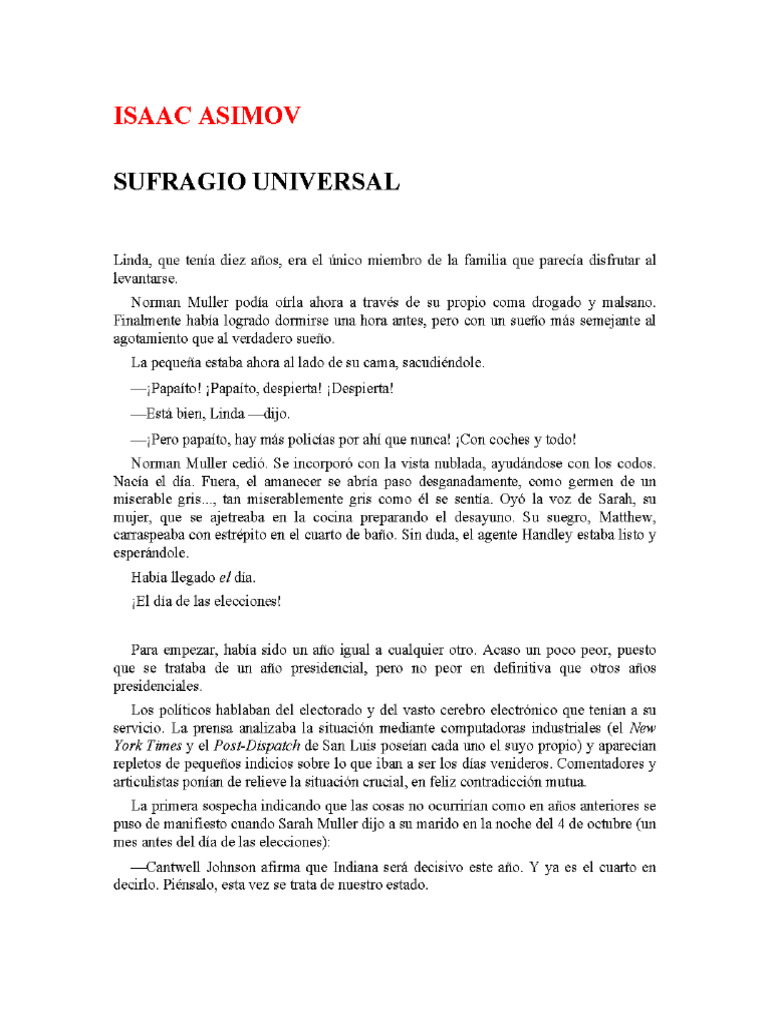Isaac Asimov Sufragio Universal | PDF