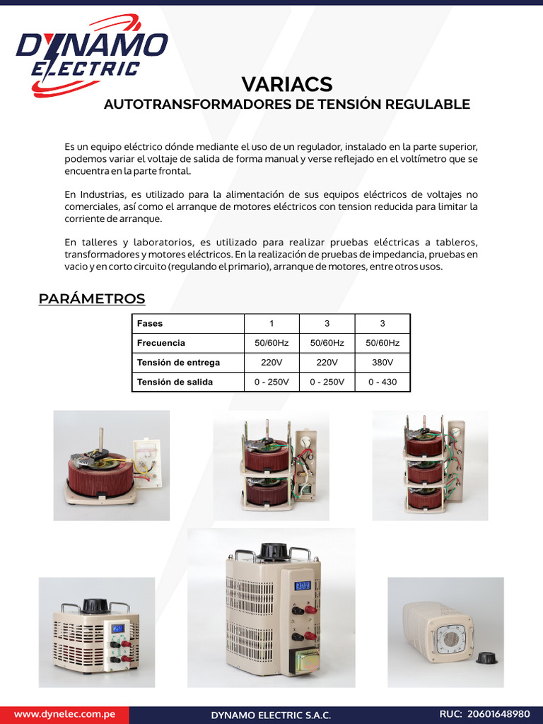 Catalogo Variacs TDGC - TSGC | PDF | voltaje | Equipo eléctrico