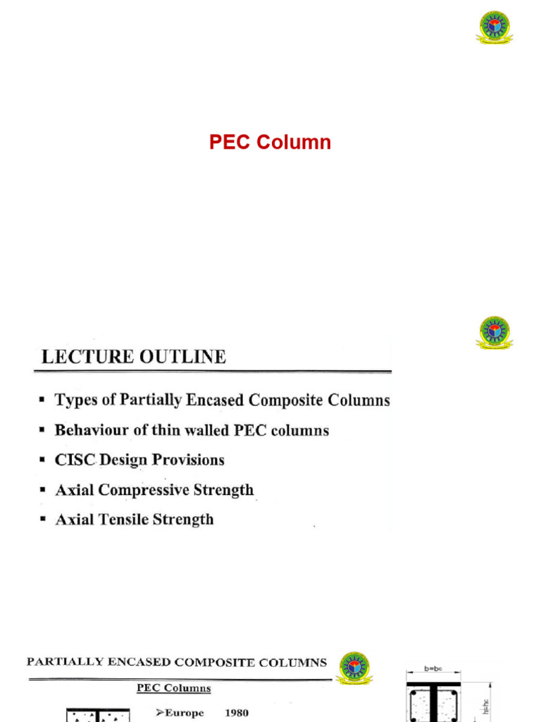 Lecture 9 (PEC) | PDF | Column | Strength Of Materials