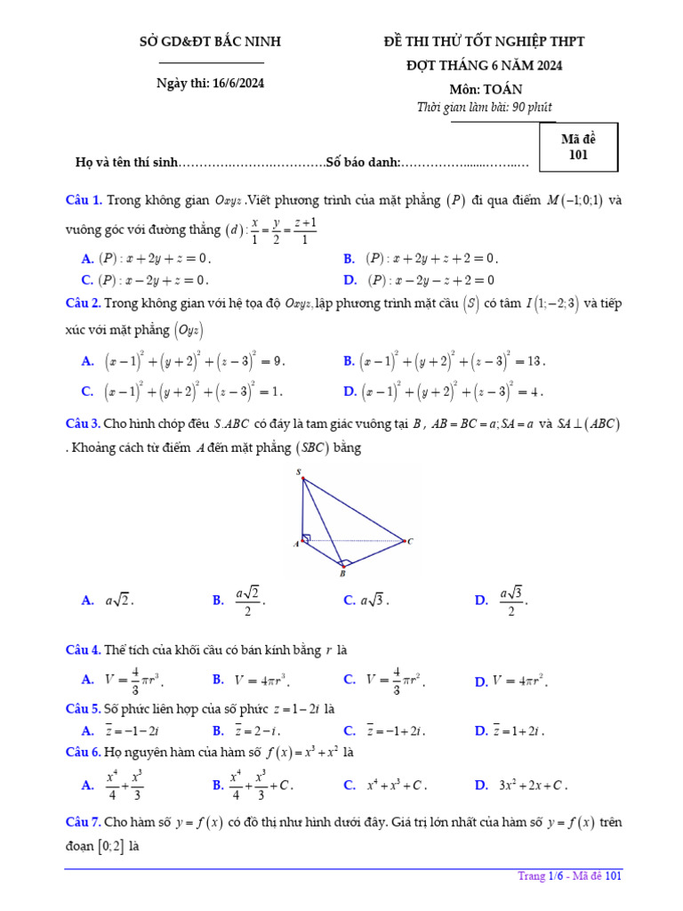 ĐỀ-BẮC-NINH-Tháng-6-Mã-101 | PDF