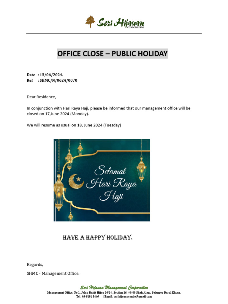 Office Closure Notice for Residents | PDF | Finance & Money Management