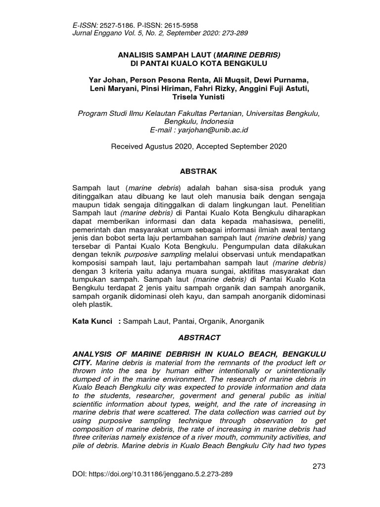 Analisis Sampah Laut di Pantai Kualo | PDF