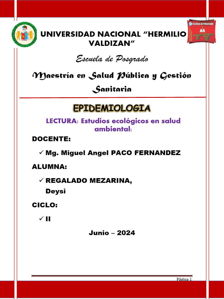 Estudios Ecologicos en Salud Ambiental | PDF | Investigación ...