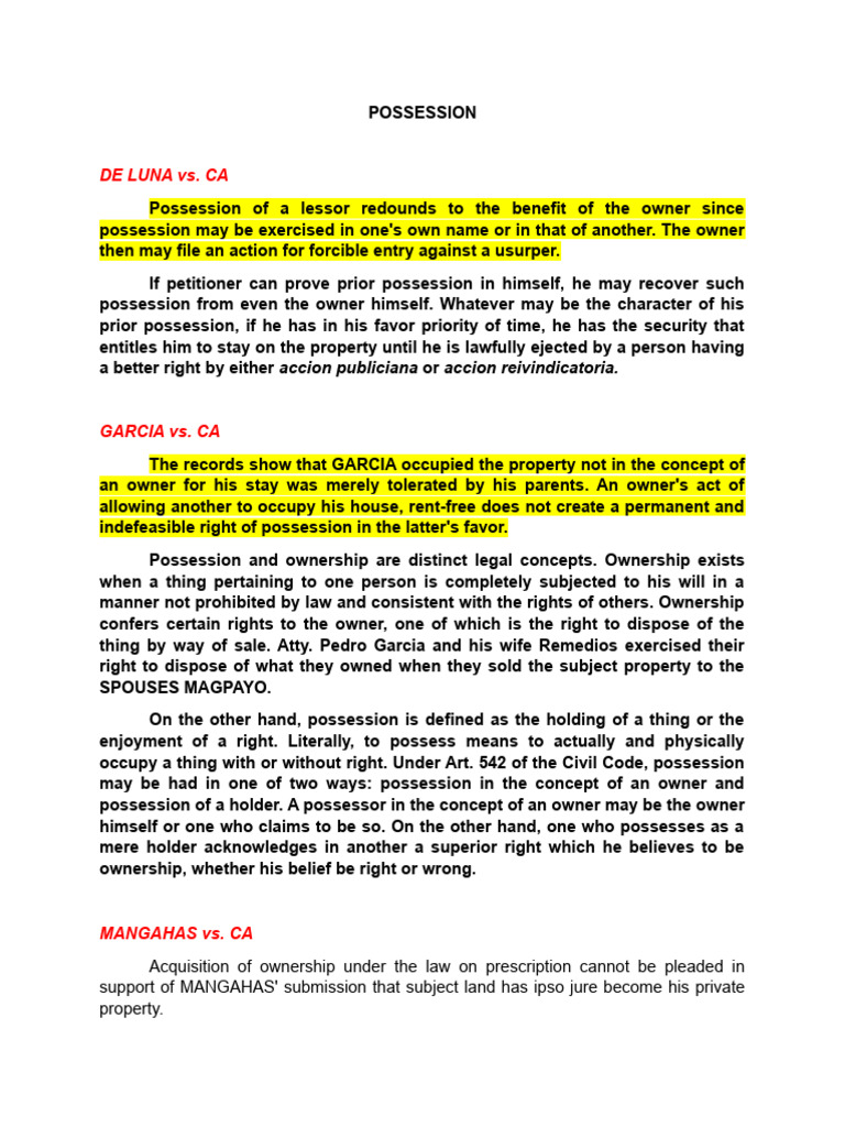 Possession and Usufruct | PDF | Adverse Possession | Property