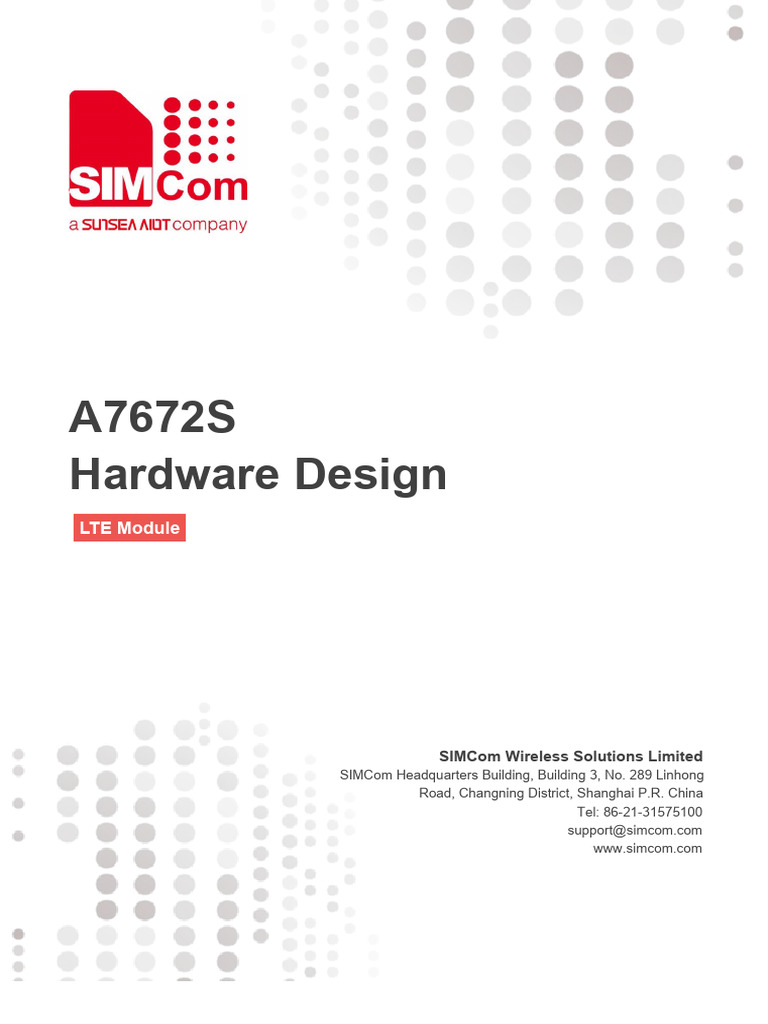 A7672S Hardware Design V1.00 | PDF | Lte (Telecommunication) | Usb