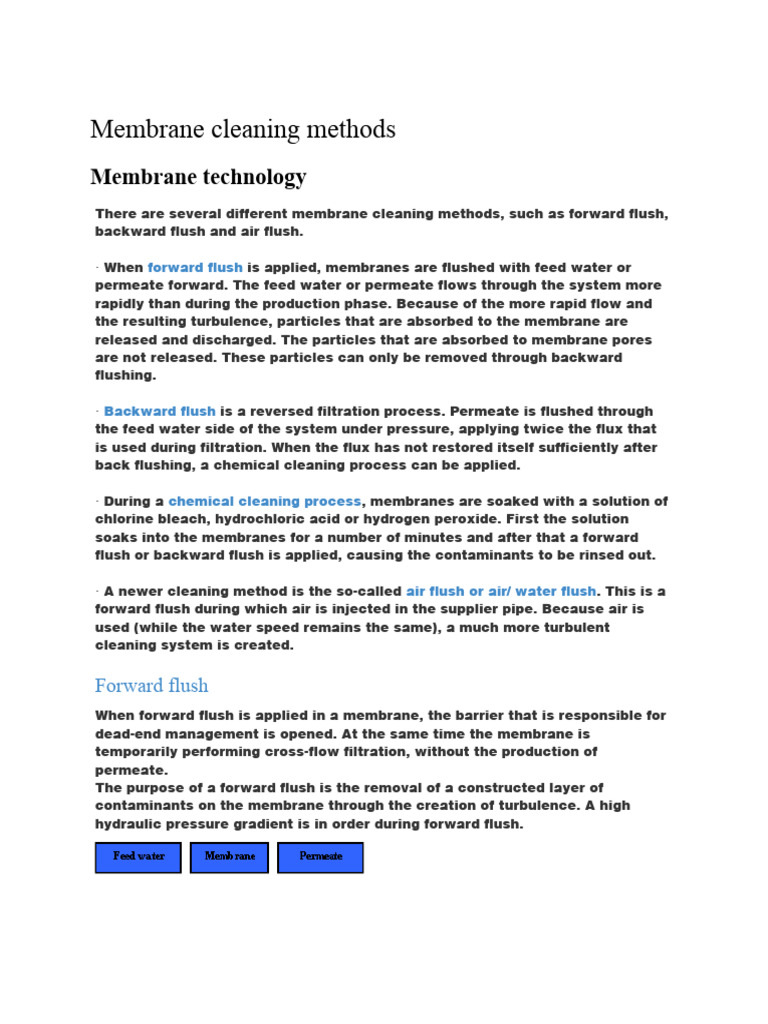 Membrane Cleaning Methods Explained | PDF | Membrane | Chemistry