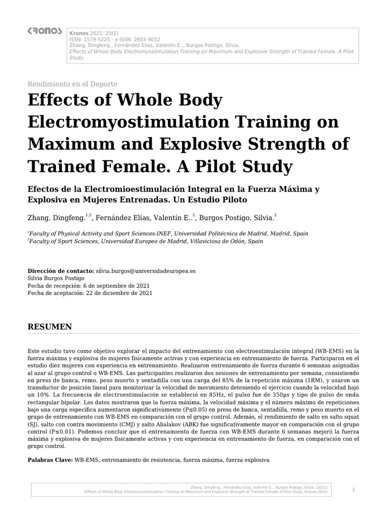 Effects of Whole Body Electromyostimulation Training On Maximum and Explosive Strength of ...