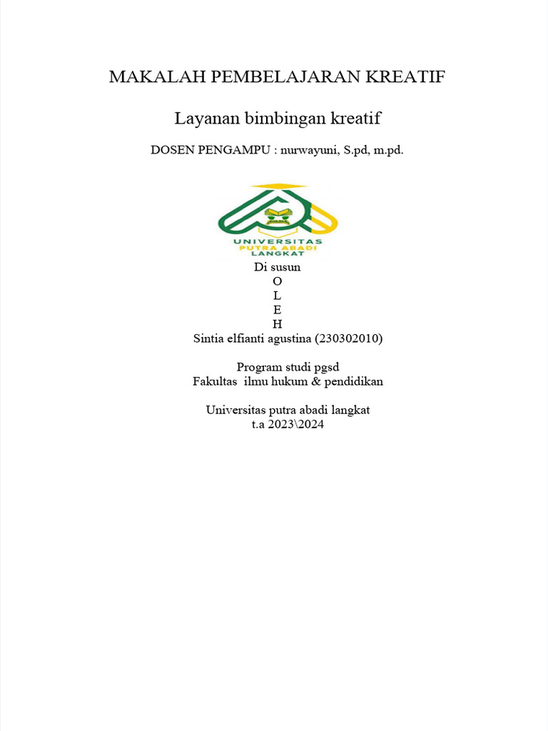 Makalah Pembelajaran Kreatif | PDF