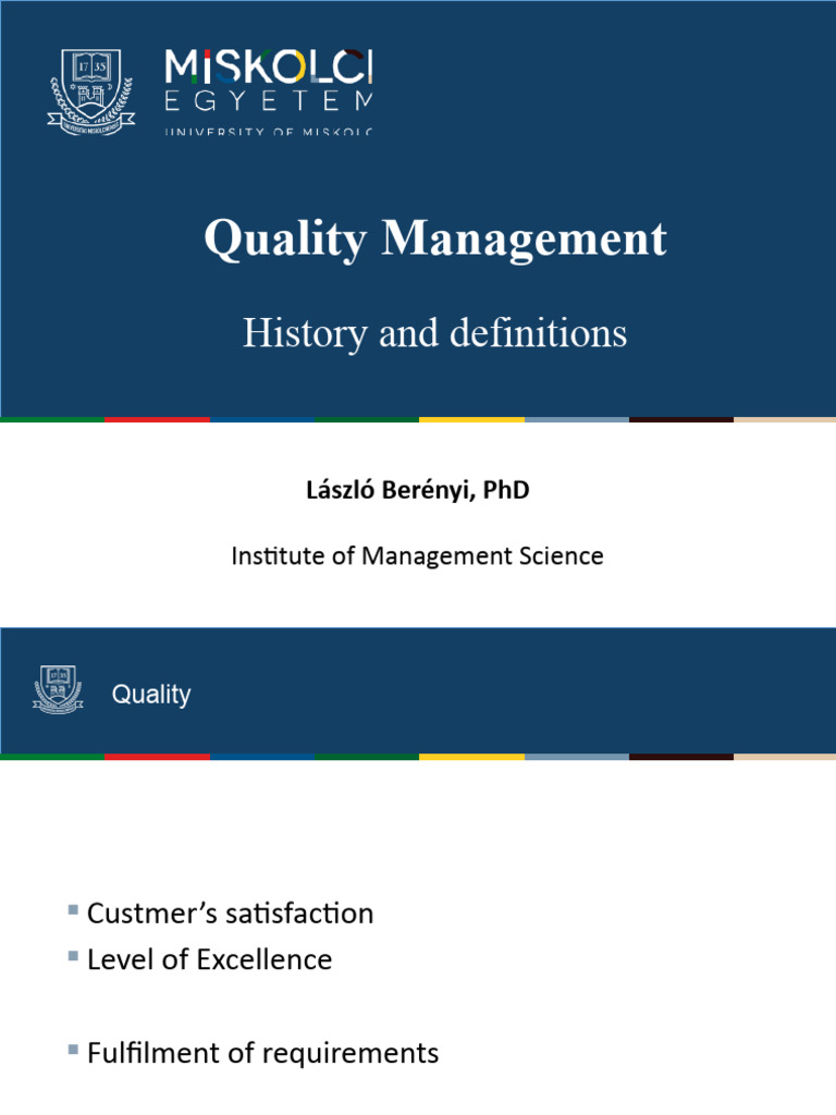 QM1 - History and Definitions | PDF | Quality Management | Quality ...