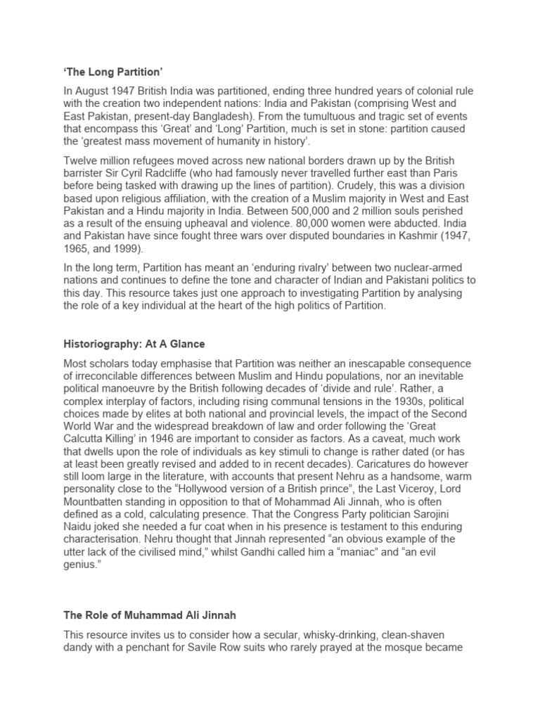 The Long Partition 30052024 122732am | PDF | Muhammad Ali Jinnah ...