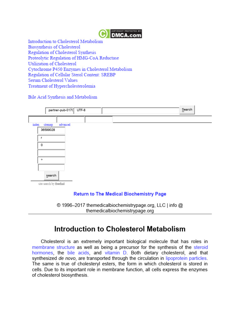 Introduction to Cholesterol Metabolism | Download Free PDF | Cholesterol | High Density Lipoprotein