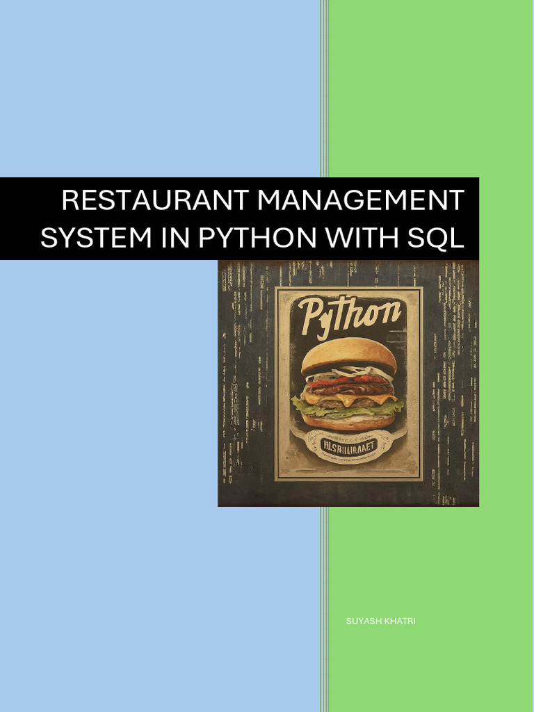 PYTHON_RESTUARANT_MANGEMTN_SYSTEM | Download Free PDF | Menu | Computer ...