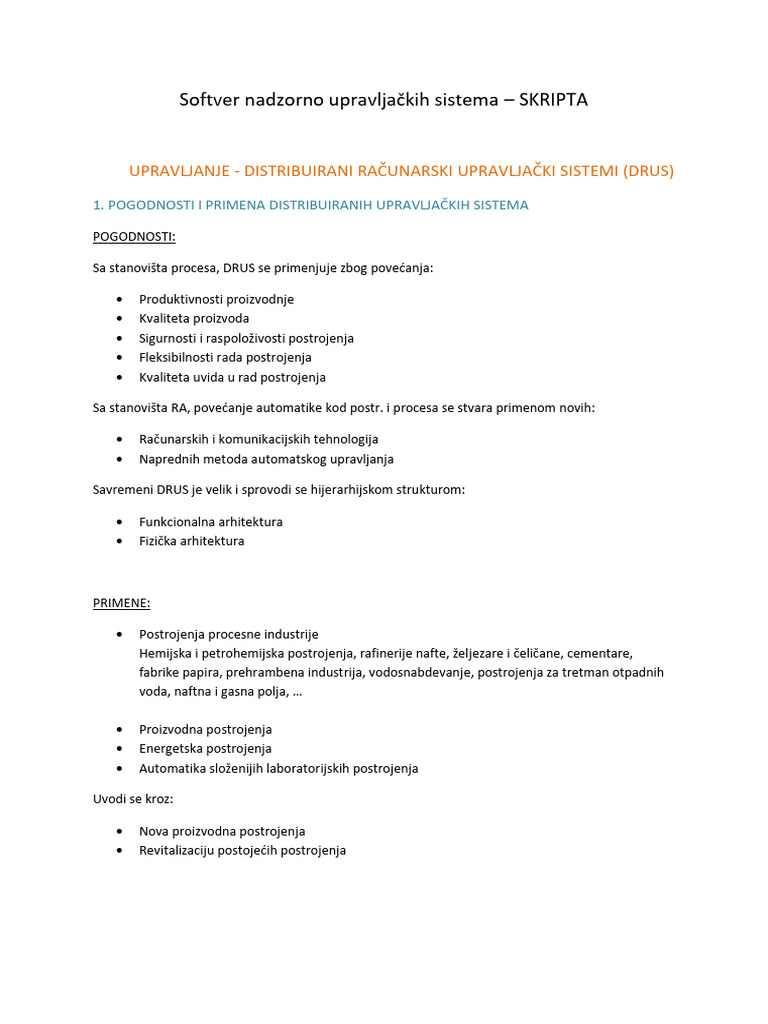 Softver Nadzorno Upravljačkih Sistema 1 | PDF