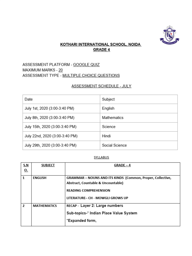 GR4 Assessment Schedule July | PDF | Foreign Language Studies