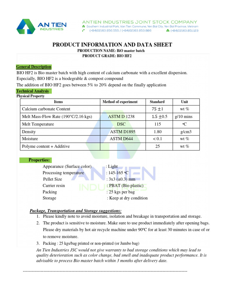 PRODUCT DATA SHEET BIO HF2 (1) | PDF | Physical Sciences | Materials