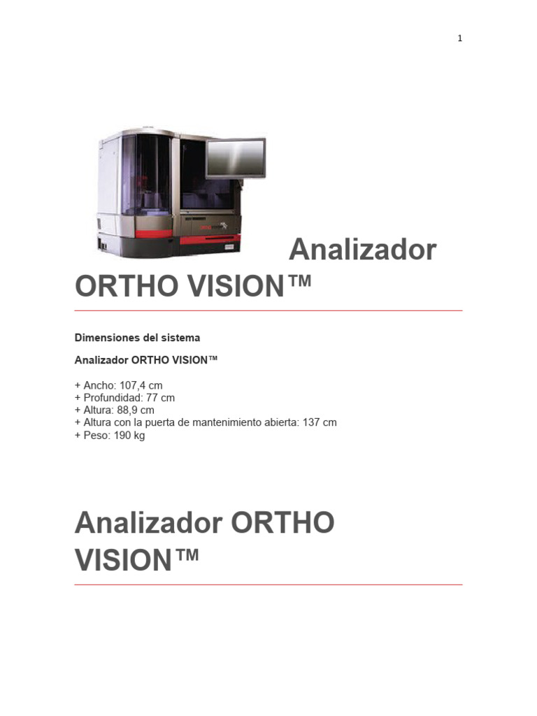 Analizador ORTHO VISION | PDF | Software | Laboratorios