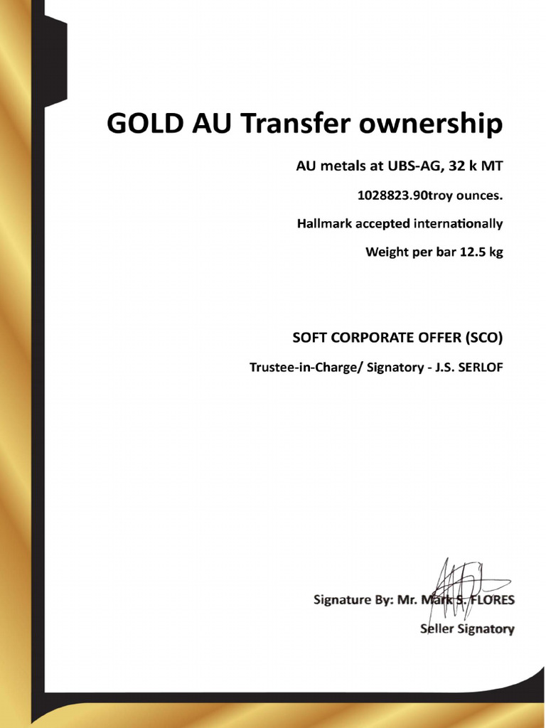 Sco Au Bullion Ubs 32,000mt 12+3 | PDF