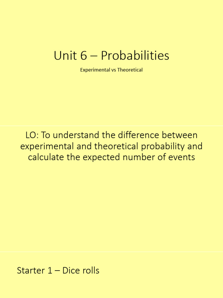 Experimental Vs Theoretical | PDF | Probability | Expected Value Experimental Vs Theoretical | PDF | Probability | Expected Value
