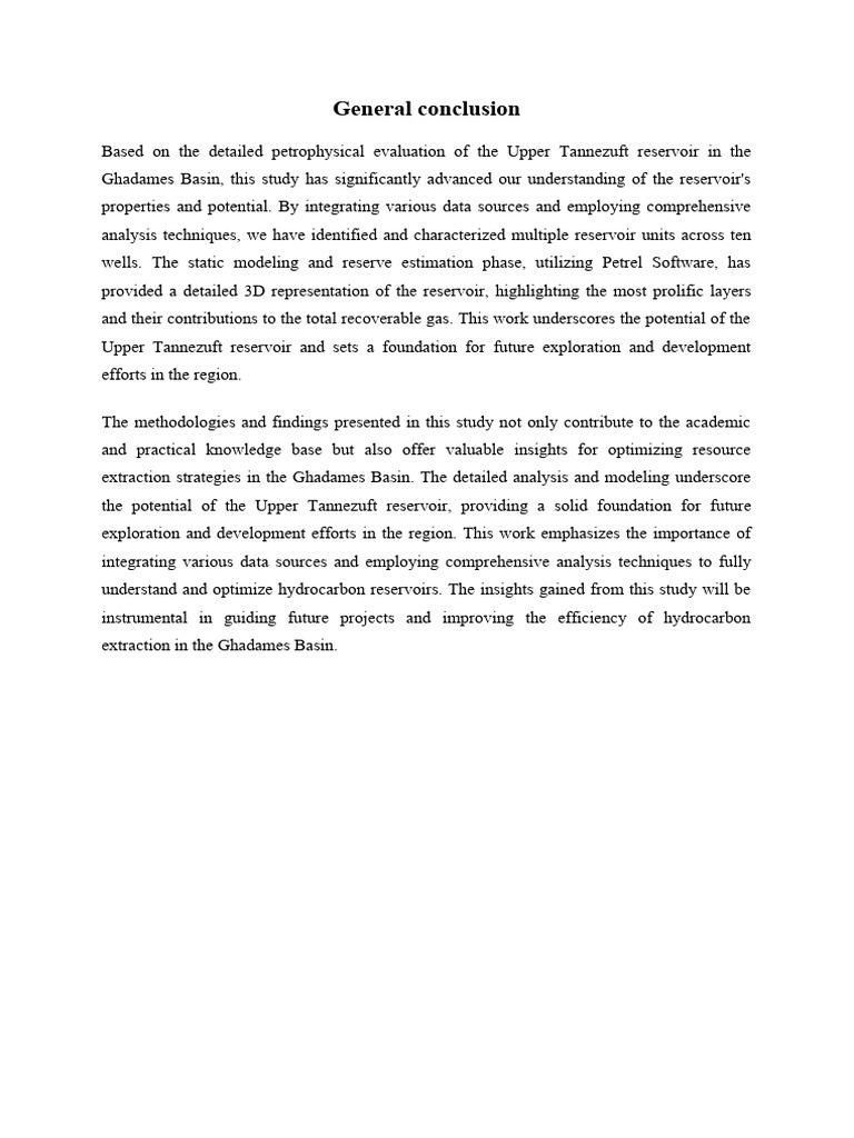 Conclusion Generale Et Recommandations | PDF | Petroleum Reservoir